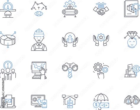 Automated Manufacturing Line Icons Collection Integration Efficiency