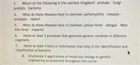 Solved Questions For Short Answers Bio 101 Test 4