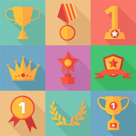 Vector Success Concept Icons In Flat Design Style Vector Illustration