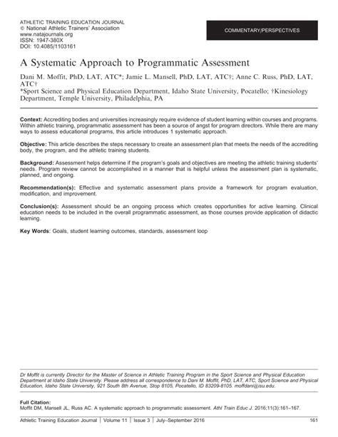 Pdf A Systematic Approach To Programmatic Assessment