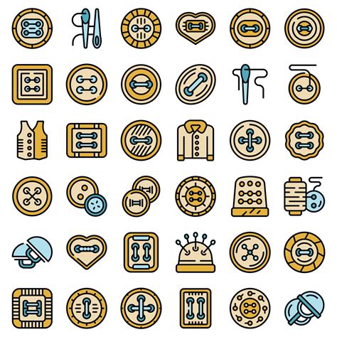 Cloth Buttons Icons Set Vector Flat 24240007 Vector Art At Vecteezy