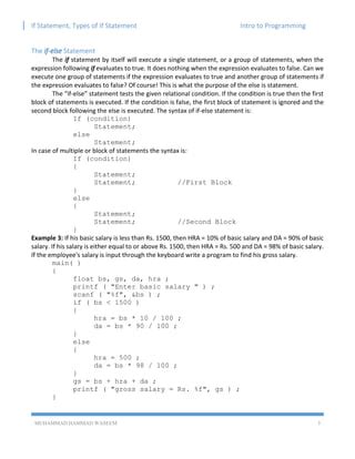 ITP Lecture Decision Control Structures If Statement PDF