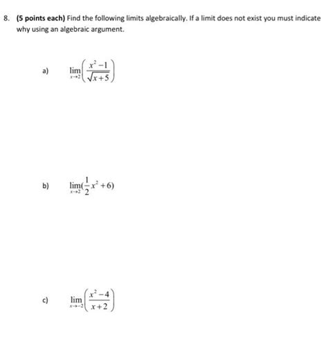 solved 5 points each find the following limits