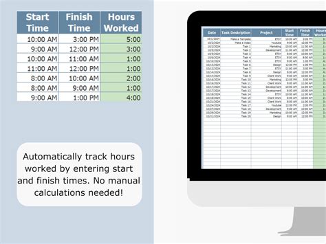 Daily Work Log Excel Template Track Time Projects Priorities Automatically Hours Worked