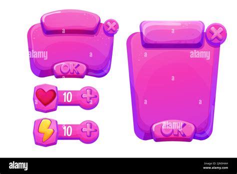 Set Jelly Fantasy Interface Template Game Menu And Setting Buttons In Cartoon Style Isolated On