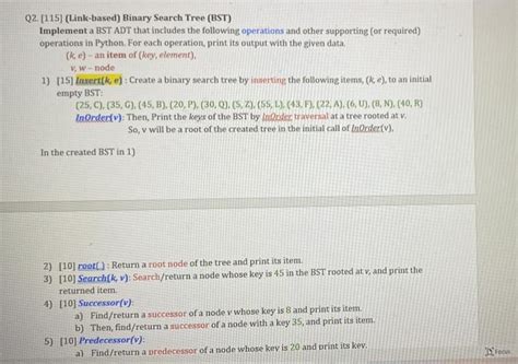 Q2 115 Link Based Binary Search Tree Bst
