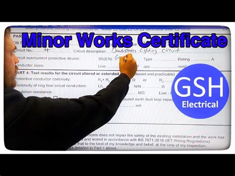 Minor Electrical Installation Works Certificate Template