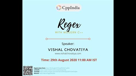 Cppindia Regex With Modern C By Vishal Chovatia Youtube