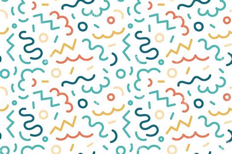 Creative Cute Squiggle Print With Colored Abstract Squiggles Seamless