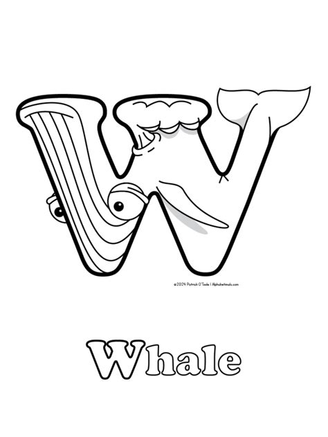 Free Whale Coloring Page Alphabetimals
