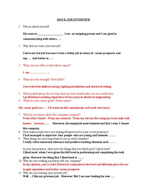 Mock Job Interview Job Interview Human Resource Management