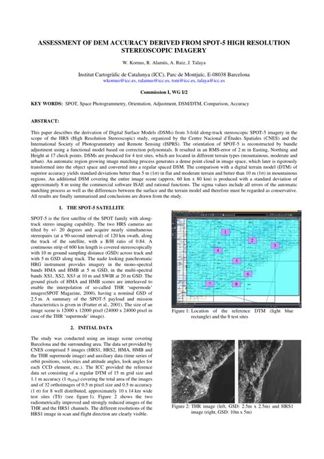 Pdf Assessment Of Dem Accuracy Derived From Spot 5 High Resolution