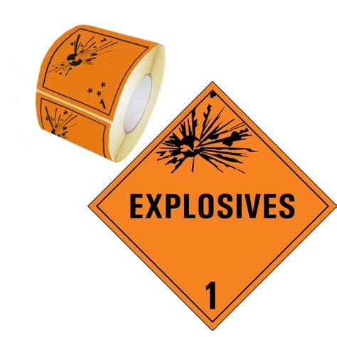 1 Explosive Hazard Placard Self Adhesive Single Unit 100x100mm