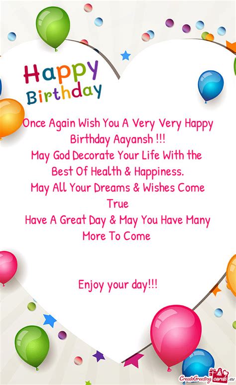 Once Again Wish You A Very Very Happy Birthday Aayansh Free Cards