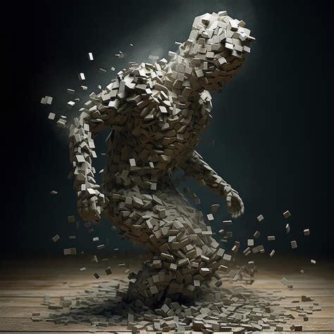 Premium Photo A Sculpture Of A Person Made Of Squares Is Shown In A Dark Room