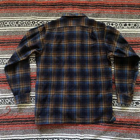 Vintage Bluebrown Pendleton Flannel Size Large Depop