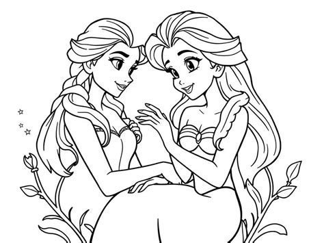 Elsa And Anna Coloring Page Free Printable Coloring Page