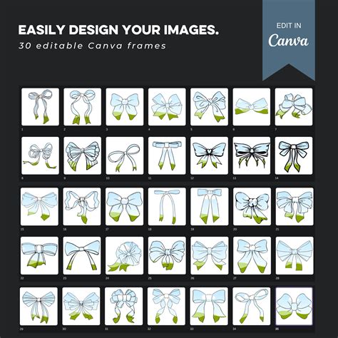 Bows Canva Frames Trendy Ribbon Canva Frame Template Girly Bow Canva
