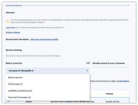 Java Bluemix Create Container Group Linking To Another Container Stack Overflow