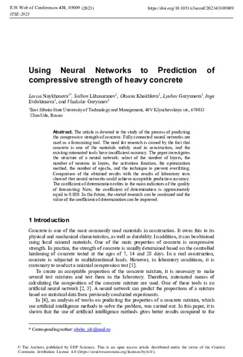 pdf using neural networks to prediction of compressive strength of