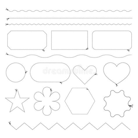 Dotted Lines Dashed Line Shapes Scissors Cut Icon Stock Vector Illustration Of Sign