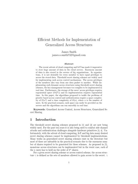 efficient methods for implementation of generalized access structures