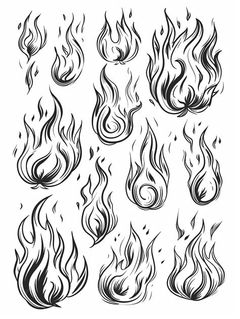 Premium Photo A Collection Of Fire Sketches With Diverse Flames
