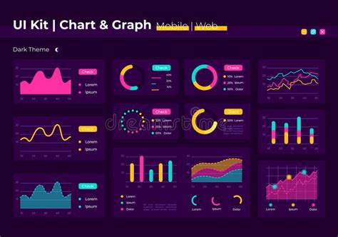 Chart UI Elements Kit Stock Vector Illustration Of Nightmode