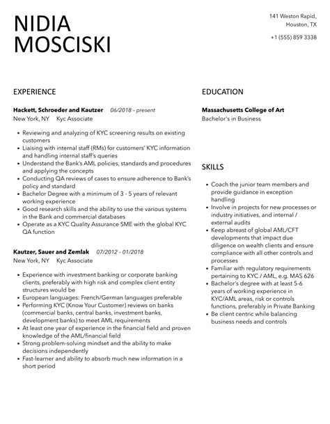 Kyc Associate Resume Samples Velvet Jobs