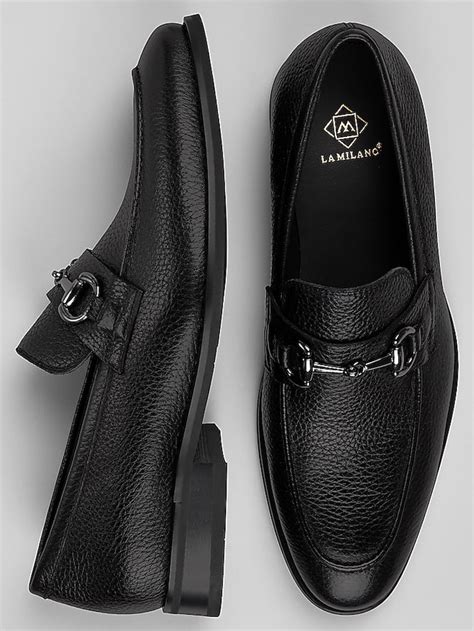 La Milano Garry Ii Moc Toe Bit Loafers Black Dress Shoes Mens