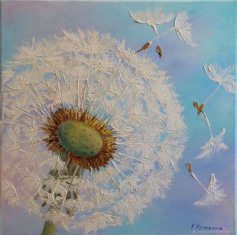 Картина маслом Нежный одуванчик в интернет магазине на Ярмарке Мастеров Картины Челябинск