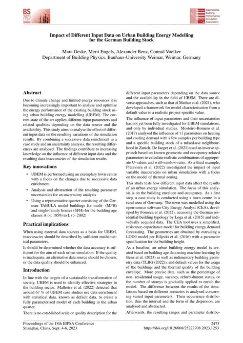 Pdf Impact Of Different Input Data On Urban Building Energy Modeling For The German Building Stock