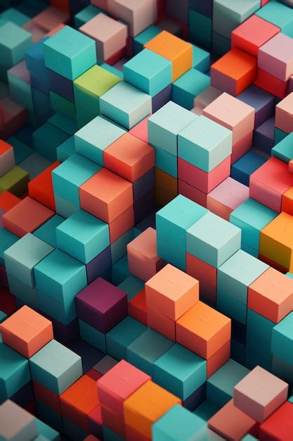 3d Rendering Of Colorful Cubes Ai Generated Image