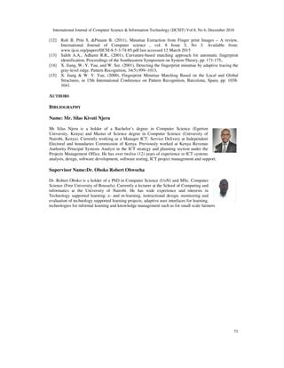 COMPARATIVE ANALYSIS OF MINUTIAE BASED FINGERPRINT MATCHING ALGORITHMS PDF