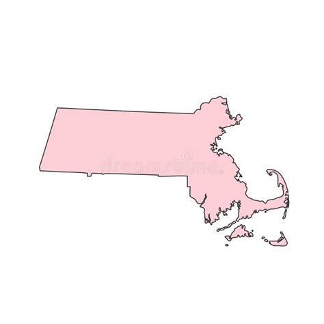 Massachusetts Silhouette Map Outline Vector Illustartion Stock Vector Illustration Of Vector