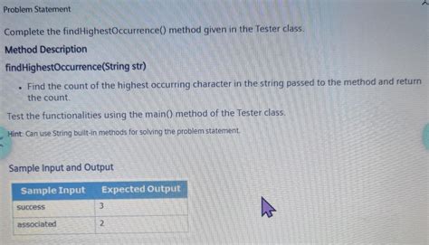 Solved Complete The Findhighestoccurrence Method Given In