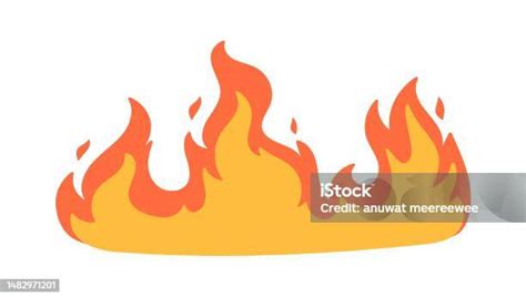 Efek Api Kartun Api Unggun Kuning Menyala Menjadi Panas Ilustrasi Stok Unduh Gambar Sekarang