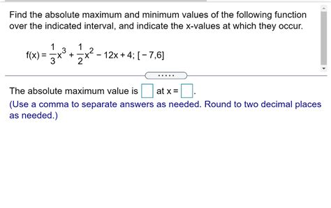 Solved Find The Absolute Maximum And Minimum Values Of The
