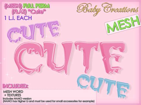 Second Life Marketplace Bc Full Perm Mesh Word Cute