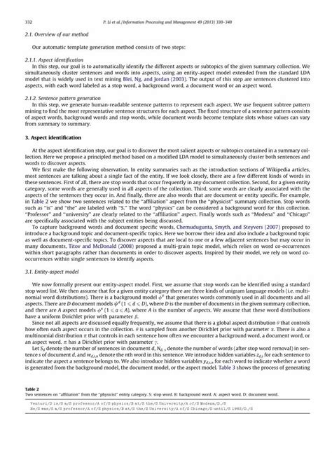 Pdf Automatically Building Templates For Entity Summary Construction
