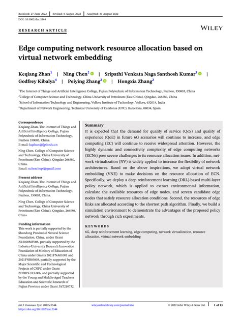 edge computing network resource allocation based on virtual network
