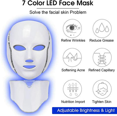 LED Light Photon Face Mask Neck Rejuvenation Skin Facial Wrinkle Thera – Hikesea