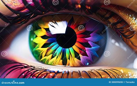 Creative Multi Colored Eye Of The Human Eyeball Showing Creativity And Artistic Expression Of