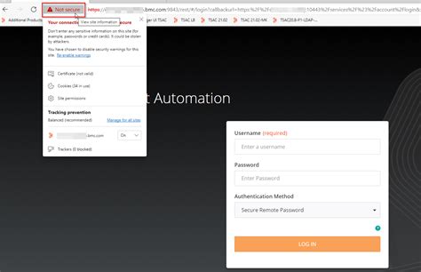truesight automation console tsac the login page shows the ssl