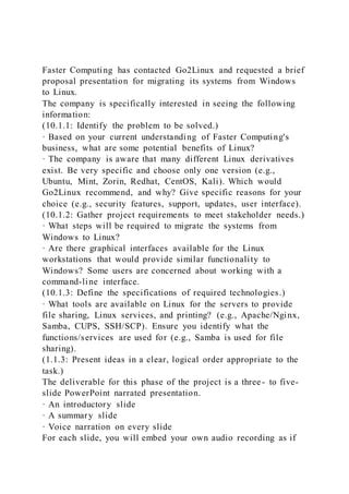 Faster Computing Has Contacted Go Linux And Requested A Brief Prop DOCX