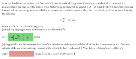 Solved A Rocket Fired From Rest At Time T 0 Has An