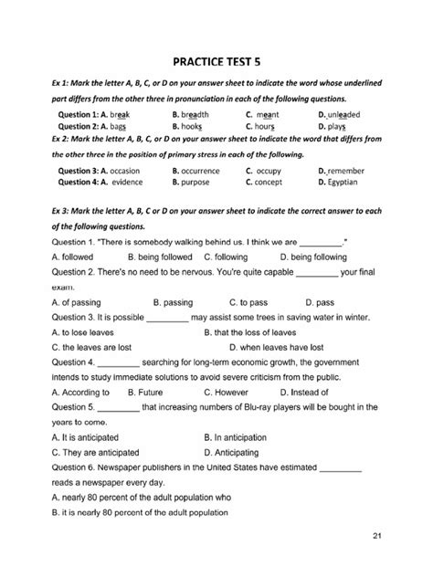 Practice Test 5 Pdf