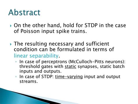 Ppt Stdp Spike Timing Dependent Plasticity Powerpoint Presentation