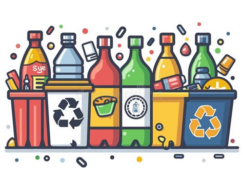 Vector Illustration Of Recycling Garbage Flat Line Art Design For Web Site Advertising