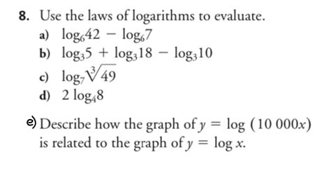 Solved Use The Laws Of Logarithms To Evaluate A Chegg Com